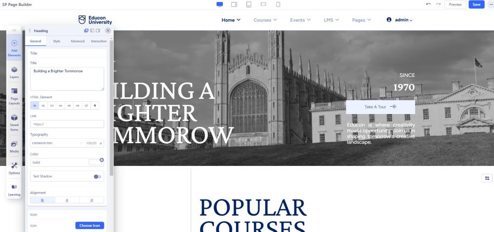 Customize Pages With SP Page Builder | Educon II - Documentation | JoomShaper